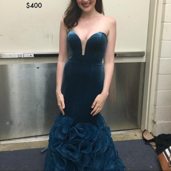 Jovani | Dresses | Size 2 Jovani Velvet Mermaid Gown Teal | Poshmark